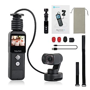 FeiyuTech Pocket 2S Wearable Action Camera Handle 3-axis Stabilizer Gimbal Integrated Magnetic Body with 4K Video, Mic, 130° Wide Angle for YouTube TikTok Vlog