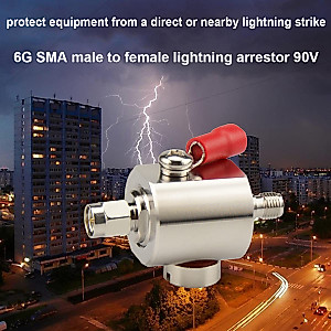 SMA Lightning Arrestor SMA Surge Protector with SMA Male to SMA Female Connector 0-6GHz with Replaceable Gas Tube Element 90V
