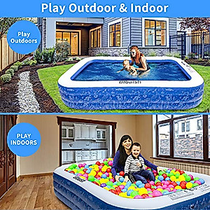 Inflatable Pool, HiTauing 118" X 72" X 22" Inflatable Swimming Pool for Kids and Adults, Above Ground Pool Oversized Thickened Family Blow Up Kiddie Pool for Garden, Backyard, Summer Water Party