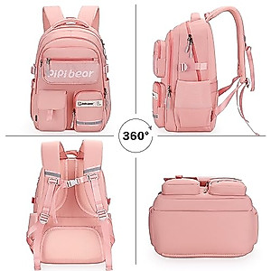 pipi bear Girls Backpack for School 15.6 inch Laptop Backpack Teen Girl College Middle High Elementary School Kids Backpacks Bookbag