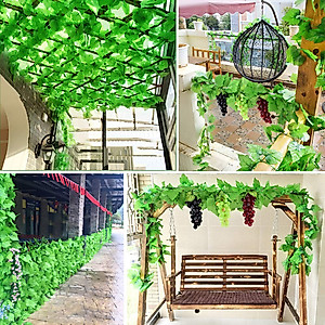 HUIANER Fake Grapes 3 Bunches of Simulation Grape Fruit Artificial Grape Vines Lifelike Leaves for Wedding Home Indoor Outdoors Party Garden Wall Decoration