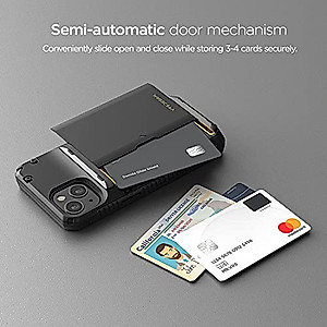 VRS DESIGN Damda Glide Pro Phone Case for iPhone 13, Sturdy Semi Auto Wallet [4 Cards] Case Compatible for iPhone 13 Case (2021) Black