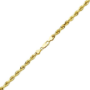10K Yellow Gold 6mm 22" Diamond Cut Rope Chain Necklace with Lobster Lock