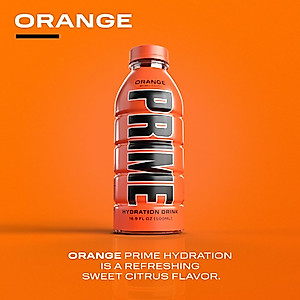 PRIME Hydration ORANGE | Sports Drinks | Electrolyte Enhanced for Ultimate Hydration | 250mg BCAAs | B Vitamins | Antioxidants | 2g Of Sugar | 16.9 Fluid Ounce | 12 Pack
