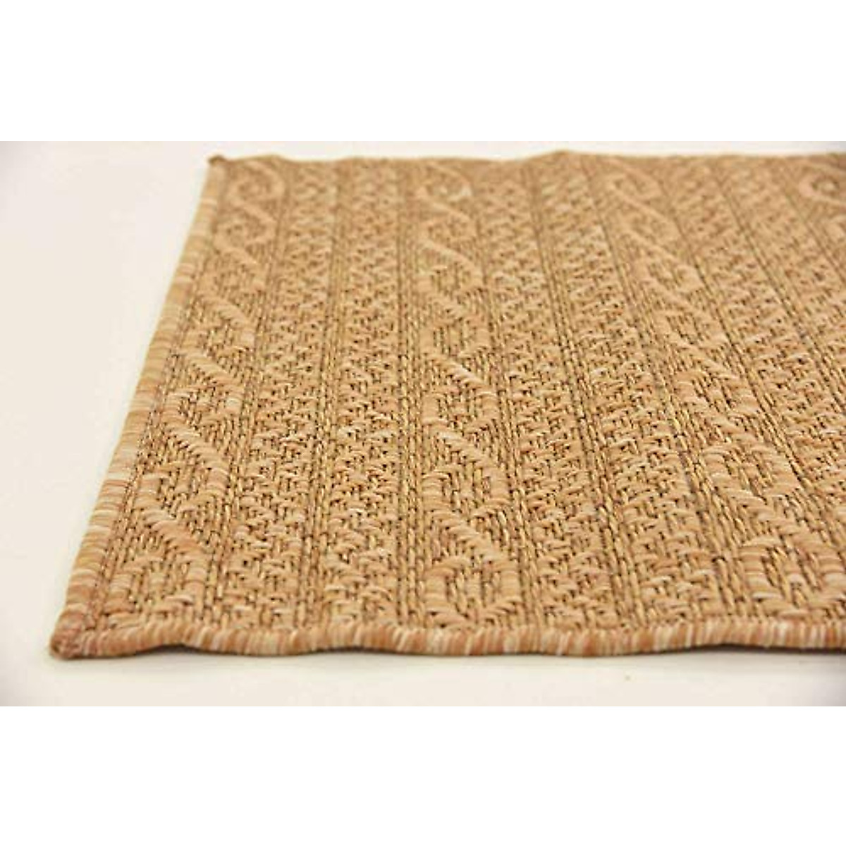 Unique Loom Outdoor Modern Collection Area Rug - Links (2' 2" x 6' 1" Runner, Light Brown/ Brown)