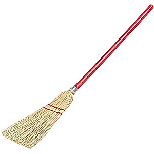 Flo-Pac Lobby Broom Corn Broom, Short Broom for Kitchen, Restaurants, Home, Corn, 34 Inches, Red
