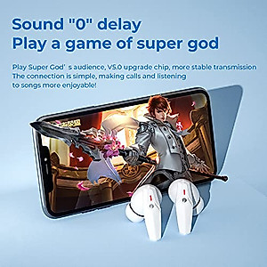 Bluetooth Headphone Deep Bass Earphone Handsfree Headset with HD Mic 60 Hrs Playtime 3 Sound Effects IPX5 Waterproof USB-C Quick Charge True Wireless Earbud for Android iOS Phones TV Car (white)