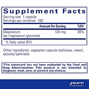 Pure Encapsulations Magnesium (Glycinate) | Supplement to Support Stress Relief, Sleep, Heart Health, Nerves, Muscles, and Metabolism* | 180 Capsules