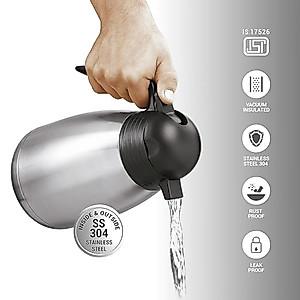 Milton Insulated Coffee Carafe (34 oz) thermos Water Coffee Dispenser, Tea Flask- Stainless Steel Hot Beverage Dispenser-Thermal Carafe Air Pot Silver (1000 ml)
