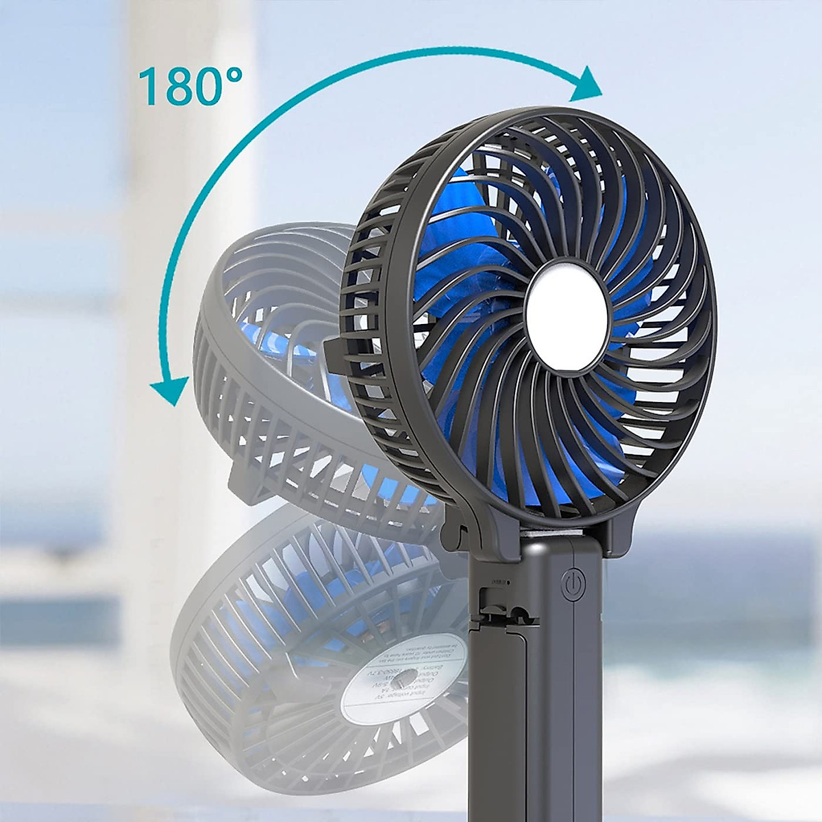 Portable Handheld Fan,USB Rechargeable Mini Fan with 2200mAh Battery Operated, Small Hand Held Fans 3 Speeds Adjustable, 180° Rotation Foldable Personal Desk Fan for Home Office Desktop and Travel