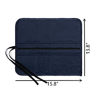 Denifiter Artist Paint Brushes Organize Pouch, 16 OZ Waxed Cotton Canvas Pencil Case (Blue)