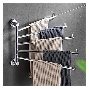Swing Out 5-Arms Towel Holder Thicken Towel Racks for Bathroom Kitchen, Bath Towel Bar Swivel Hanger Wall Mounted Drying Rack, Rustproof Solid Aluminium Towel Hanger Space Saving Storage Or