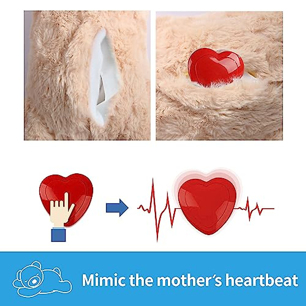 ALL FOR PAWS Dog Heartbeat Plush Toy - Sleep Aid & Warm Comfort Pillow for Puppy Crate, Stuffed Animal Dog Toy for Small Dogs