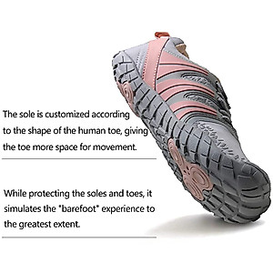 Oranginer Five Finger Toe Shoes for Women Zero Drop Minimalist Shoe Wide Width Barefoot Work Sneaker Cycling Shoe Gray Pink Size 8