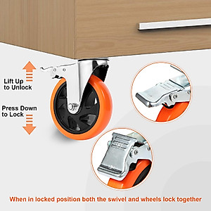 W B D WEIBIDA 5 inch Swivel Caster Wheels with Dual Locking, Heavy Duty Castors Set of 4, Silent Rolling, Top Plate Casters for Cart, Workbench, Furniture (Hardware Kits)