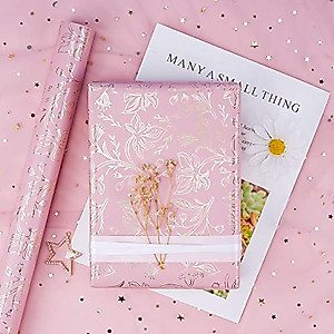 WRAPAHOLIC Wrapping Paper Roll - Pink Marble/Floral/Star Set, Perfect for Birthday, Holiday, Mother's Day, Wedding, Valentine's Day, Graduation Baby Shower - 3 Rolls - 30 inch x 120 inch