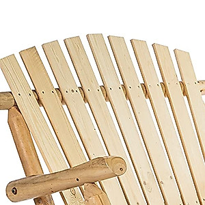 Outsunny Double Wooden Patio Rocking Bench, Adirondack Porch Rocker Chair for 2 Persons with High Rise Slatted Seat & Backrest, Smooth Armrests, Natural