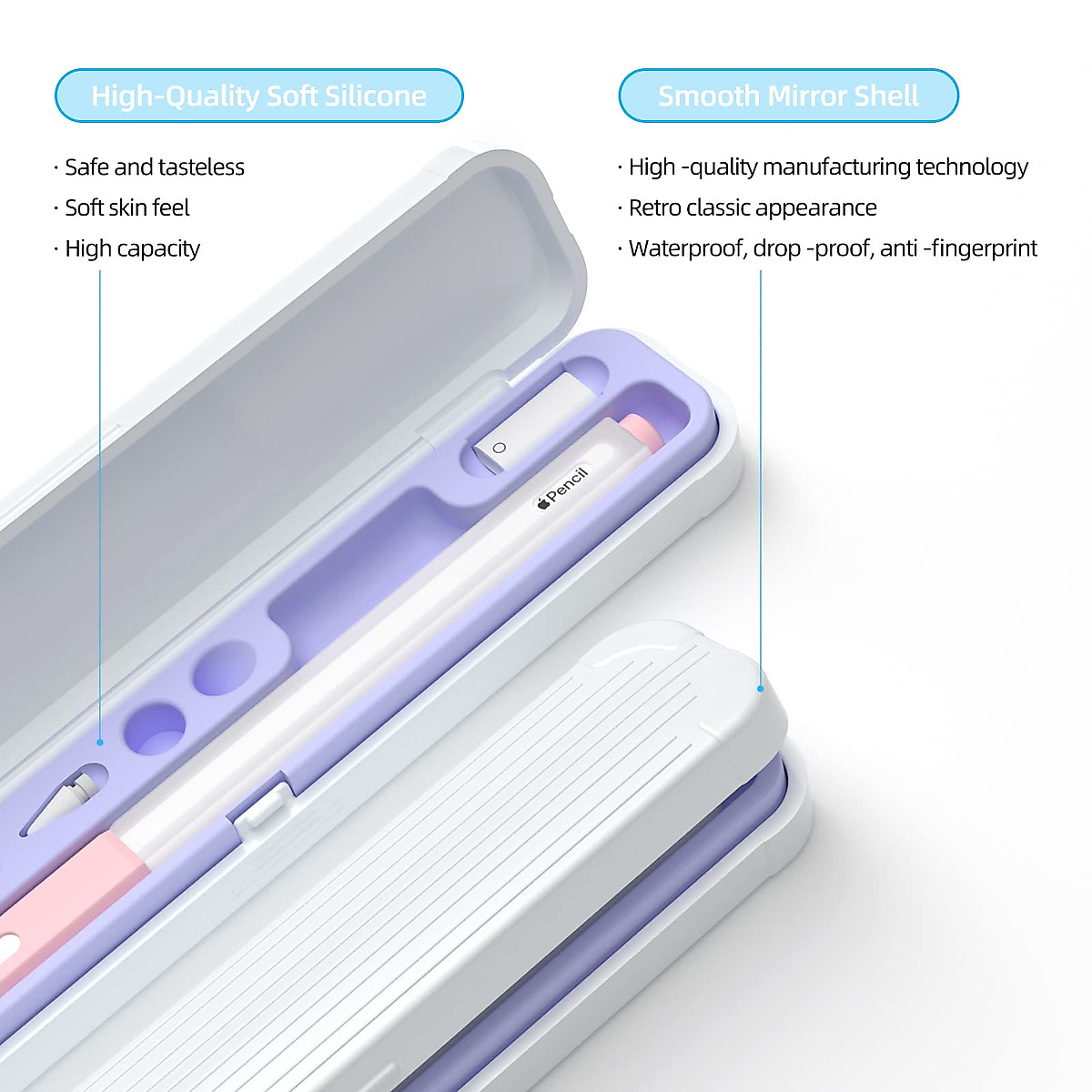 Joosko Magnetic Carrying Case Compatible with Apple Pencil 2nd Generation and 1st Gen Pencil and Samsung Galaxy S-Pen Series, Pencil case Consists of Hard PC Shell and Soft Silicone Inner