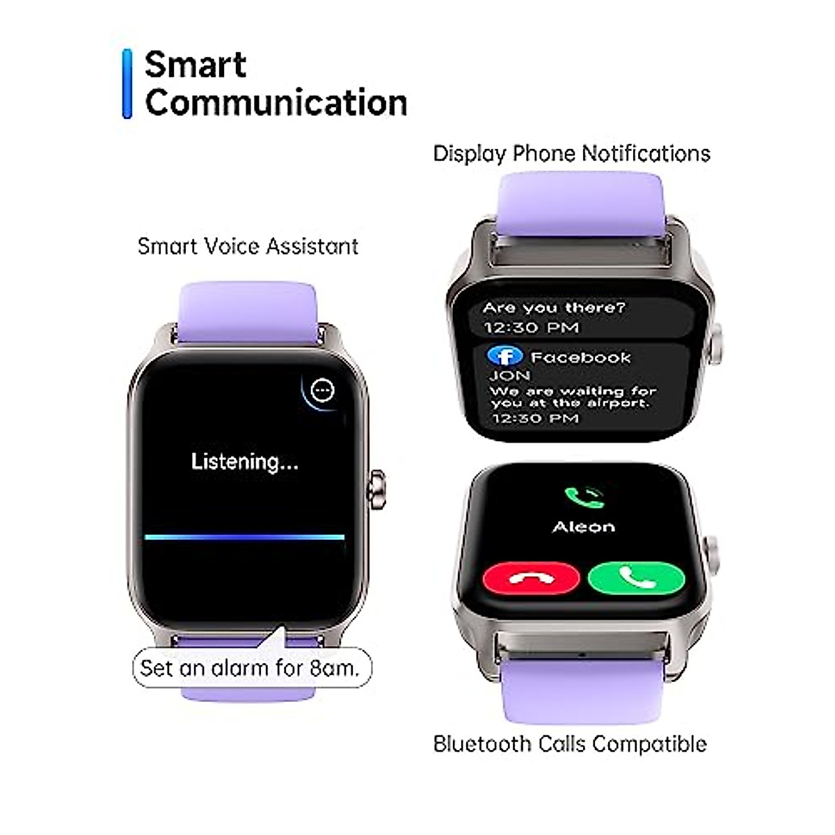 TOOBUR Smart Watch for Women Alexa Built-in, 1.8" IP68 Fitness Tracker with Heart Rate/Blood Oxygen/Sleep Tracker/100+ Sport Modes/Answer & Make Calls, Fitness Watch Android iOS Compatible Lilac