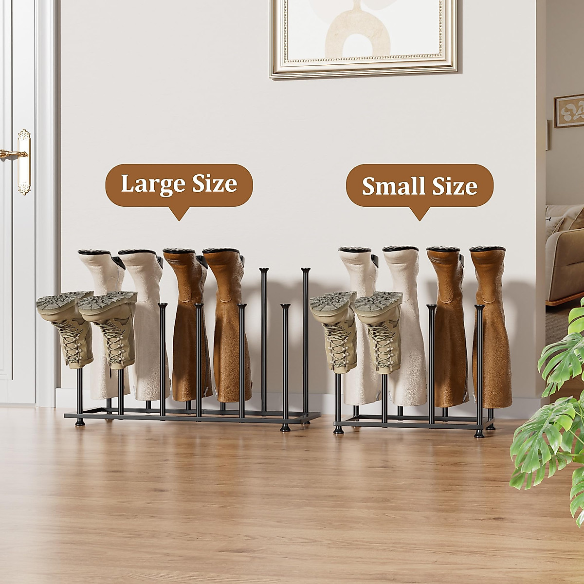 Freestanding Boot Rack Organizer Tall Boots - Vertical Shoe Storage Organizer for 4 Pairs, Prevents Creases & Sagging, Space-Saving Design for Entryways, Closets, Bedroom, Patio Outdoor, Hallway