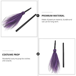 Sewroro 2pcs Halloween Witch Broom Plastic Broom Witch Broomstick Halloween Animated Moving Witches Broom Cosplay Accessory (Random Color)