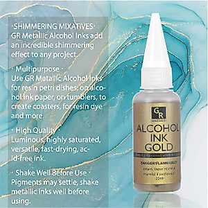 Metallic Alcohol Ink Set -4 Metallic Colors Alcohol Based Ink for Resin Art