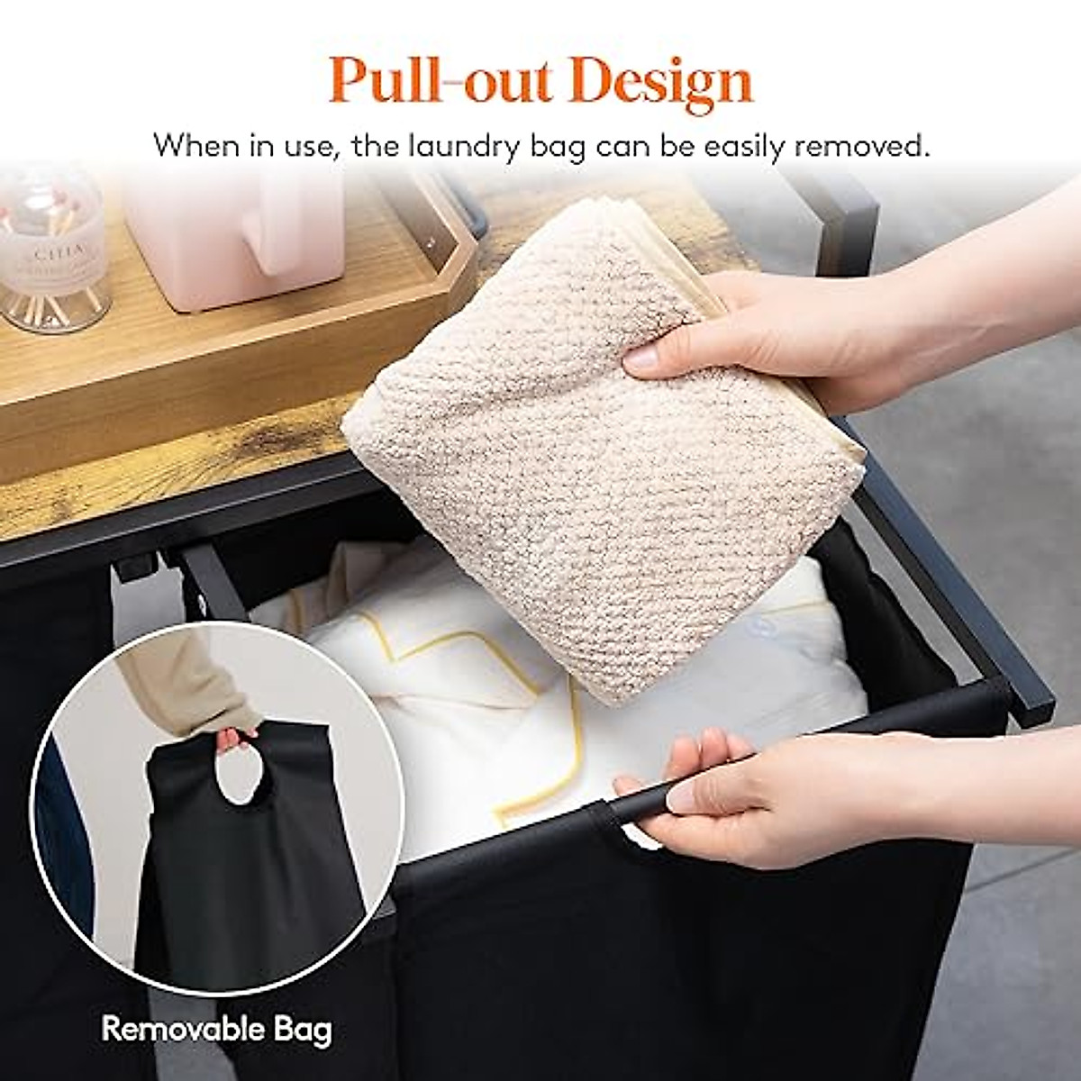 Lifewit Laundry Hamper 3 Section, 120L Pull out Laundry Clothes Basket Organizer with Large Top Shelf and 3 Removable Bags and Handles, Laundry Sorter for Laundry Room Bedroom Bathroom Dorm, Black