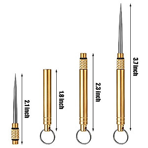 5 Pieces Portable Titanium Toothpicks Pocket Toothpicks Keychain Brass with Metal Toothpick Holder for Outdoor Picnic Camping Accessories