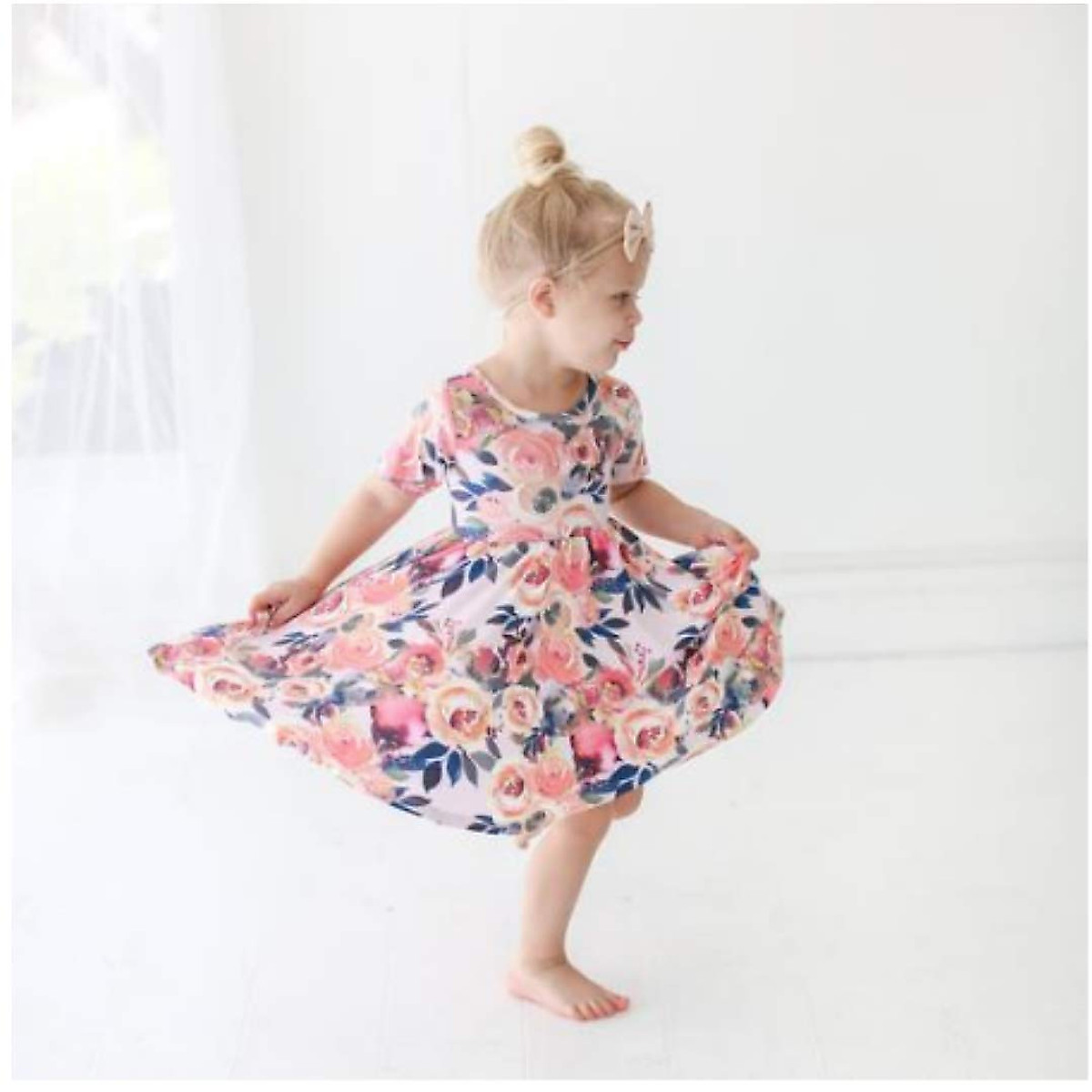 Posh Peanut Little Girls Dresses - Baby Clothes from Soft Viscose from Bamboo - Perfect Kids Summer Dress (Dusk Rose, 5T)