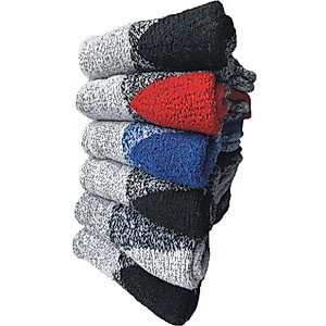 Diamond Star Merino Wool Socks 6 Pairs Thermal Socks Insulated for Cold Weather Winter Socks For Men & Women 10-13 (3 Black,1Red,1Grey,1Royal Blue)