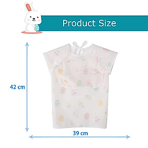 Little Dimsum 2 Pcs Baby Food Bibs Short Sleeves Feeding Bibs Waterproof Baby Bibs 6-48 Months Toddler Bibs Apron Smock with Top Pocket Bag for Babies/Toddlers/Infants