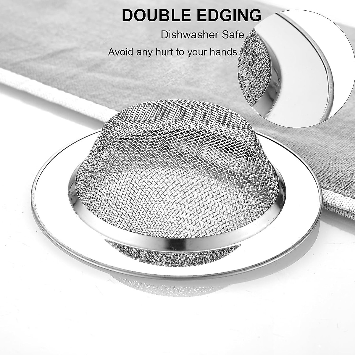 LASSHSWA 2 PCS Kitchen Sink Strainer Stainless Steel, Kitchen Sink Drain Strainer， Sink Strainers with Large Wide Rim 4.5" Diameter for Kitchen Sinks