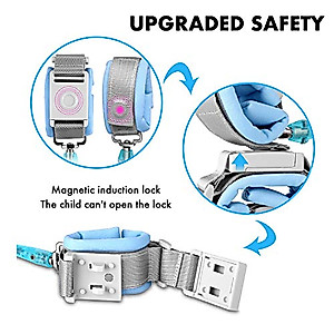 Anti Lost Wrist Link with Magnetic Induction Lock 2 Pack (4.92ft Pink+8.2ft Blue) Toddler Wrist Leash for Kids Child Safety Harness with Reflective Strip (Magnetic Unlock Design)