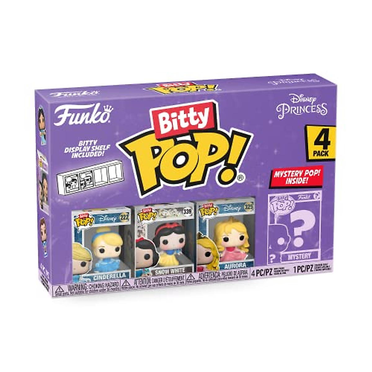 Funko Bitty Pop! Disney Princess Mini Collectible Toys - Cinderella, Snow White, Aurora & Mystery Chase Figure (Styles May Vary) 4-Pack