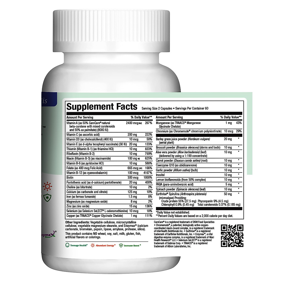 Maxi Health Teen Supreme HIS Vitamins for Teen Boys (120) - Teen Multivitamin for Young Men Ages 12 17 - Daily Teen Vitamins for Height Growth, Nutrition, Energy, Antioxidants & Teen Boy Needs