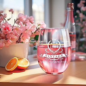 Swanfort 60th Birthday Gifts for Women,1964 Wine Glass For 60 Years Old Birthday Gift,60th Birthday Decorations for Her, 60th Birthday Gifts Ideas for Woman,Sister, Mom and Lovers with Gift Box