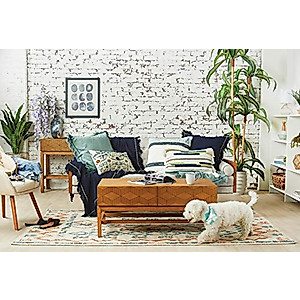 carol & frank Cheryl Surf Blue Pillow Surf 22" X 22" Square Soft Woven Pillow for Couch Sofa Bed Chair Cotton 22 x 22 Surf