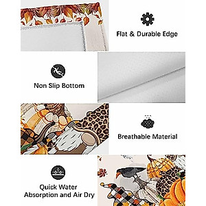 Outdoor Patio Rugs Fall Maple Leaves Gnome Outdoor Area Rug Harvest Pumpkin Sunflower Non-Slip Backyard/Camping RV Rug/Deck/Porch Rug Front Door Floor Mat Carpet,4x6ft,