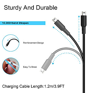 Toxaoii 3DS USB Charger Cable, Power Charging Cord Compatible with Nintendo New 3DS XL/New 3DS/ 3DS XL/ 3DS/ New 2DS XL/New 2DS/ 2DS XL/ 2DS/ DSi/DSi XL, Black