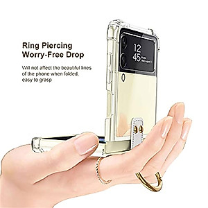 SHIEID Samsung Z Flip 4 Case, Galaxy Z Flip 4 Clear Case with Ring Stand Protective Cover for Samsung Galaxy Z Flip 4 5G
