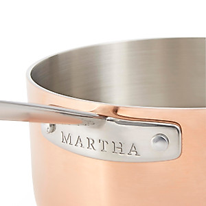 Martha by Martha Stewart 3-Quart Stainless Steel Low Saucepan w/Lid - Copper Exterior/Satin Interior