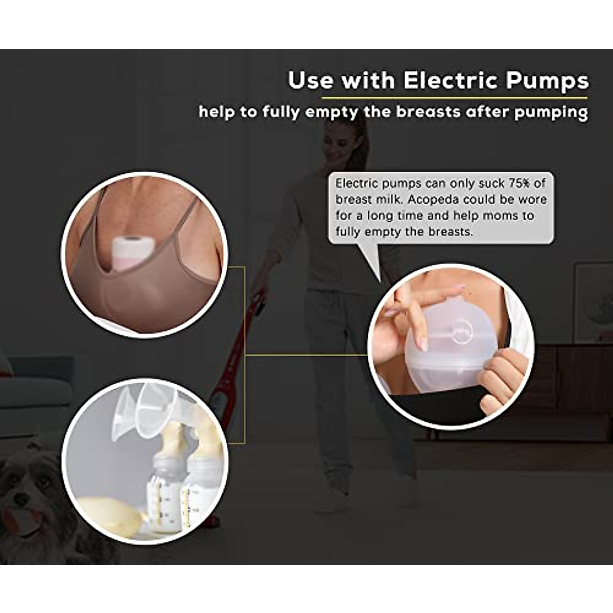 Manual Wearable Breast Pump for Breastfeeding(2Pcs)︱Hands Free, Kick-Proof︱Leakproof with Sealed Flange︱Comfortable for Long Wear︱Replace Nursing Pad︱Small and Easy to Carry