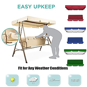 Typutomi Patio Swing Canopy Cover Set, Replacement Canopy and Swing Cushion Cover 210D Waterproof Thickened Canopy Top Cover and Chair Seat Cover for Outdoor Patio Garden(Blue, M-64.6x44.9x5.9in)