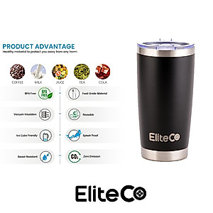 EliteCo 20oz Travel Mug | Insulated Coffee Mug | Stanley Cup BPA Free Lid Stainless Steel Tumbler