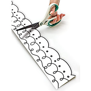 Teacher Created Resources Squiggles and Dots Die-Cut Rolled Border Trim (TCR8914),Black, White