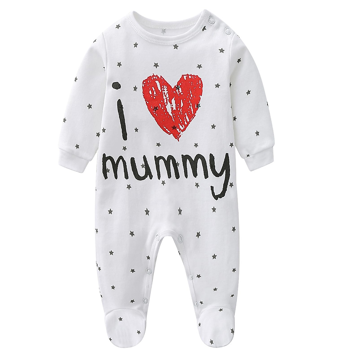 AOMOMO Unisex- Baby Clothes Twins Bodysuits I Love Daddy Mummy Romper Set, Newborn Cotton Footed Pajamas (White, Newborn)