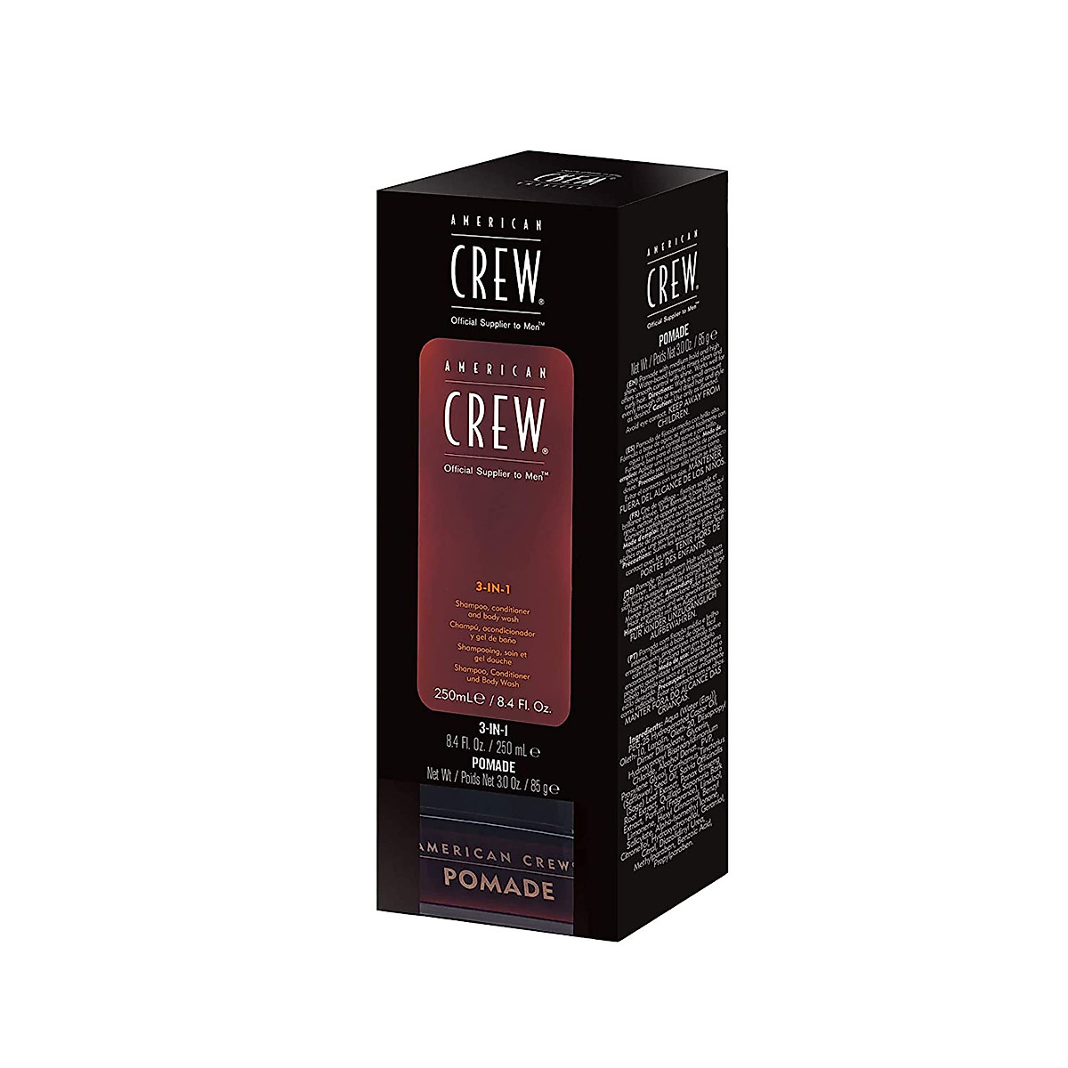 Men's Grooming Kit by American Crew, Shampoo, Conditioner & Body Wash for Men, 3-in-1, Tea Tree Scent, 15.02 Fl Oz, Pomade for Men 3 Oz