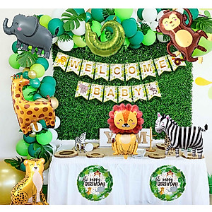 uoyoi 9Pcs Safari Jungle Animal Balloons,Wild One Birthday Decorations Baby Shower Jungle Safari Party Supplies Favors,Kids Elephant Monkey Lion Giraffe Leopard Zebra Crocodile Balloon