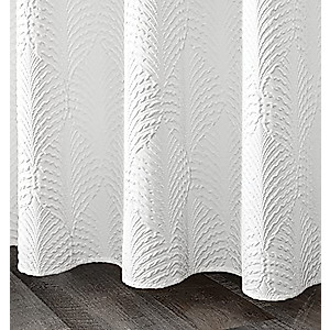 Gibelle Small Stall Shower Curtain, Narrow Half 3D Embossed Textured White Fabric Shower Curtain, Modern Farmhouse Chic Soft Cloth Bathroom Curtains Shower Set with Hooks (White, 36" W x 72" L)
