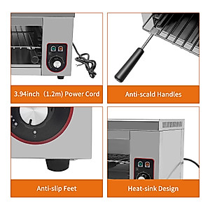 1500W Electric Cheese Melter Grill, 110V Commercial Salamander Broiler Stainless Steel Cheese Melter Machine Countertop Salamander Broiler For Melt Cheese, Toast Sandwiches, Grill Steaks